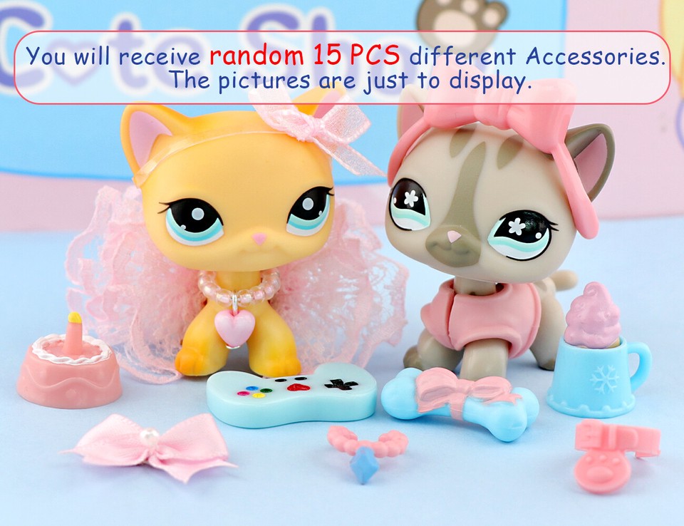 Random Accessories 15pcs, Collar Bows Skirt Beanie fit lps Toys Pets ...