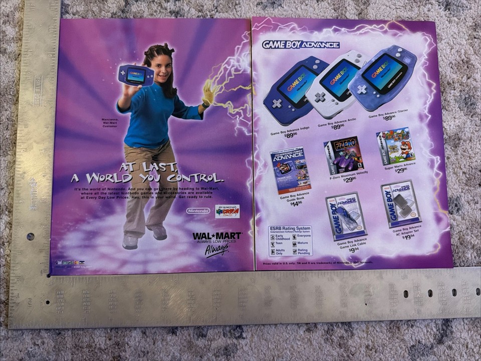 2001 Game Boy Advance Walmart Print Ad Art PROMO Nintendo GBA World You ...