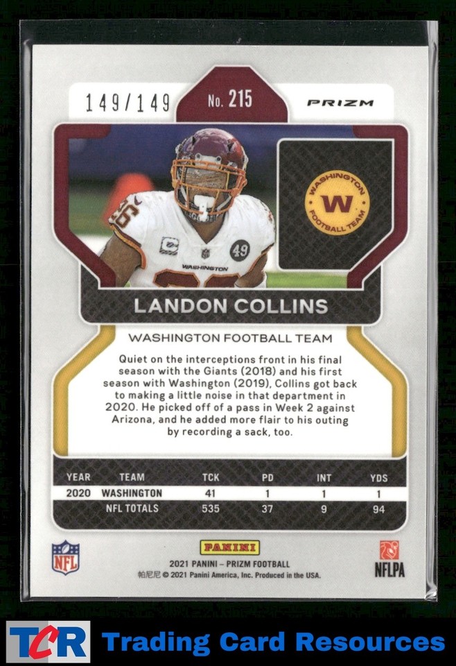 2021 Panini Prizm #215 Landon Collins Red Wave #/149 | eBay