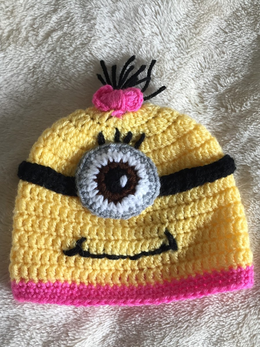 Pink Minion Crochet Hat