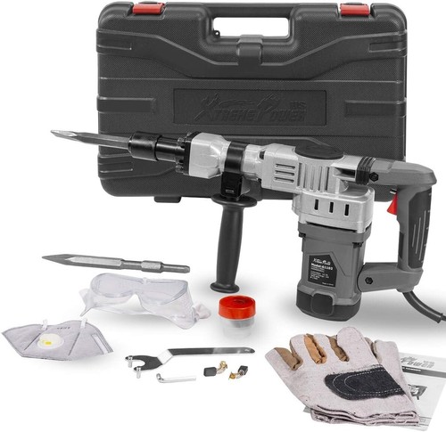 Lightweight 1400W Demolition Hammer with 2 Chisel Bits and Carry Case ...