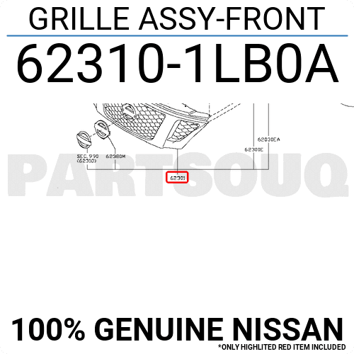 623101LB0A Genuine Nissan GRILLE ASSY-FRONT 62310-1LB0A | eBay