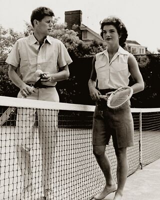 1954 SENATOR JOHN F KENNEDY & JACKIE Tennis PHOTO at Hyannesport (168-b ...