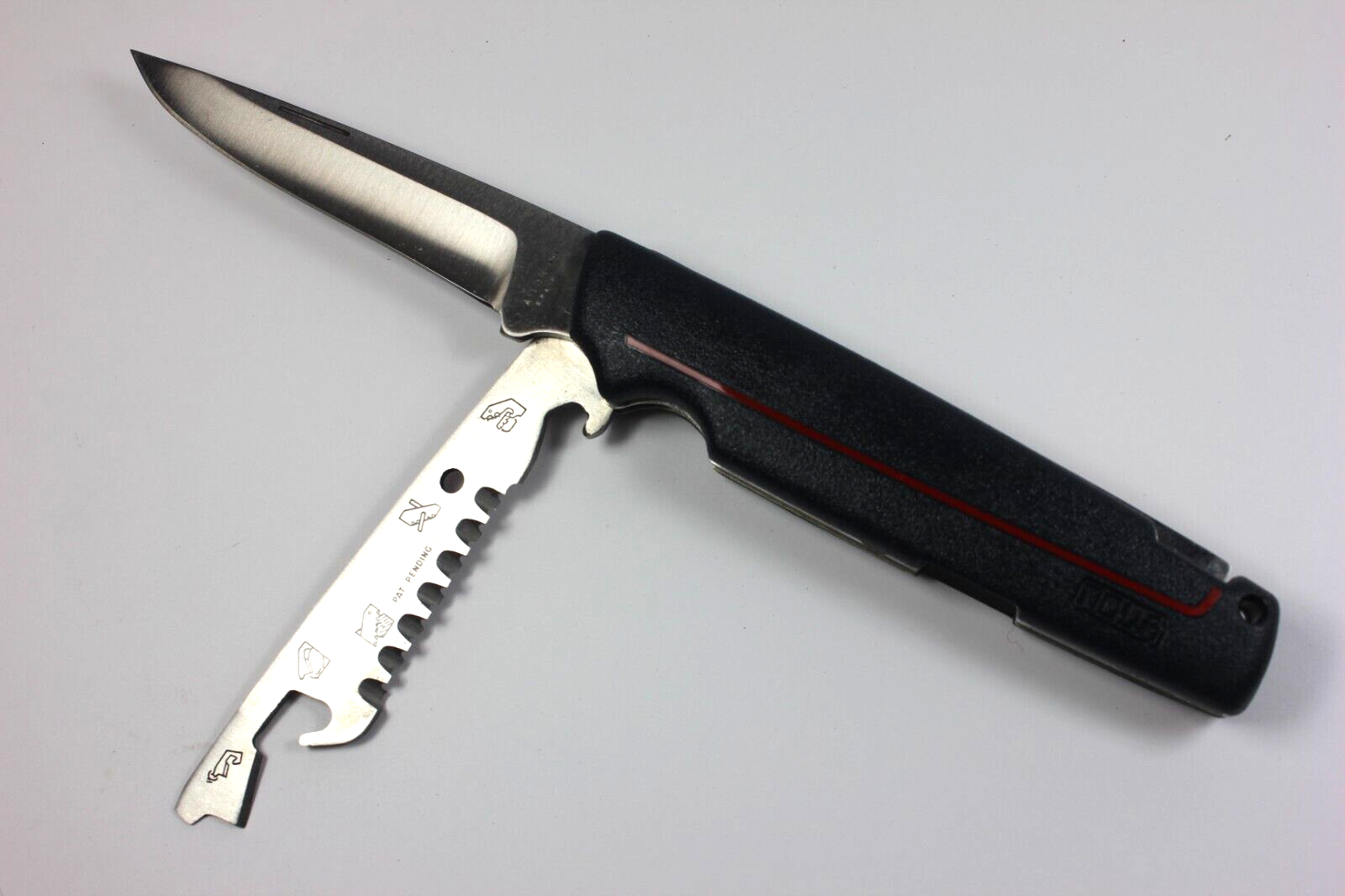 Vtg. AITOR Inox Military NOVA Red Line Multi-Use Folding Pocket Knife w ...