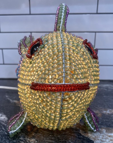 Vtg Beaded Tropical Colorful Koi Fish Lamp 9" x 7". Beadworx? | eBay