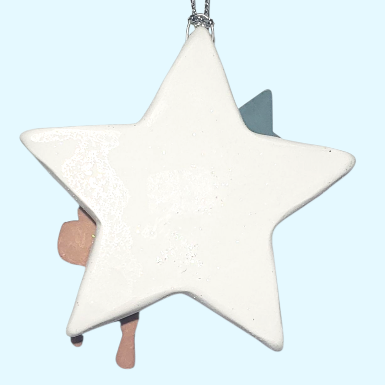Cowboy Horse Saddle on White Star Christmas Ornament Handmade Polymer ...