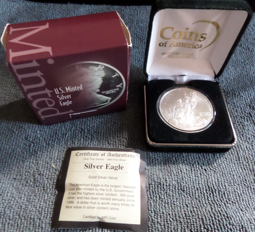 2000 Silver AMERICAN EAGLE One Dollar Coin w/ COA & Original Packaging ...