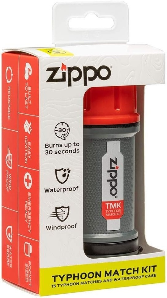 Zippo Typhoon Match Kit 15 Windproof Waterproof Match Sticks & 3 Strike ...