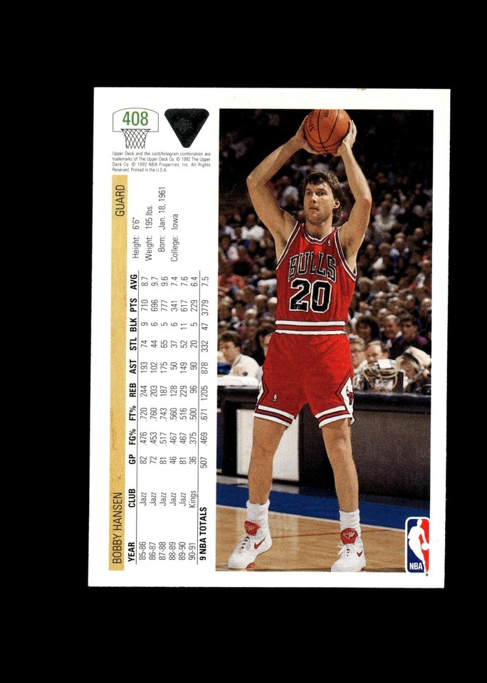 Bobby Hansen 1991-92 Upper Deck Basketball #408 Chicago Bulls | eBay