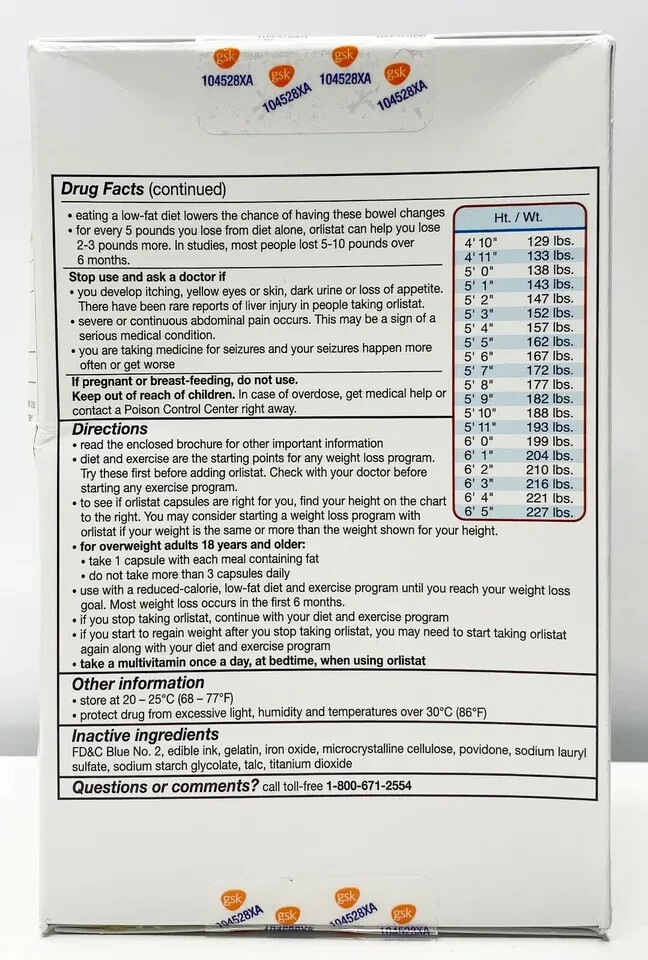 Alli Weight Loss Refill 60mg Pack Ally Allie Sealed NIB 120 Capsules 08 ...