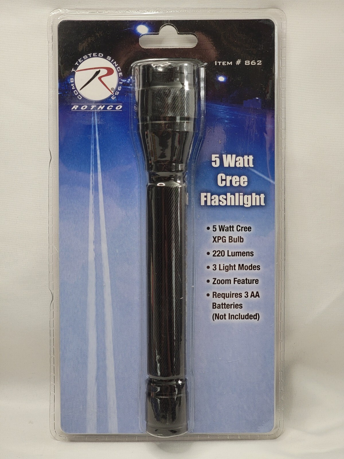 Rothco 5 Watt Cree Flashlight, Zoom Feature, XPB Bulb, 220 Lumens, 3 ...