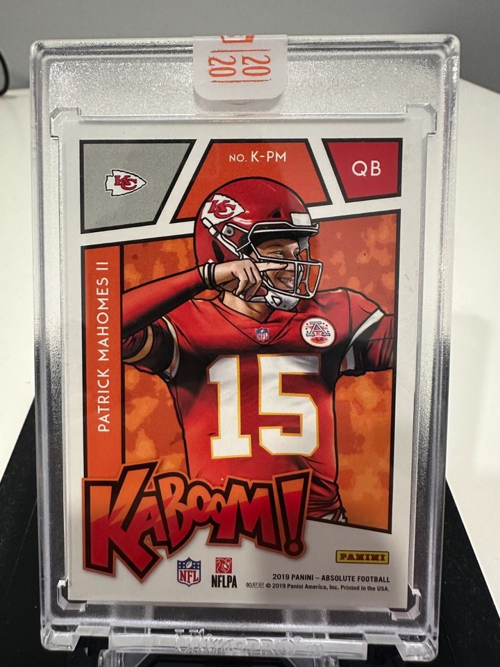 2019 Panini Absolute Football Honors 1/1 Patrick Mahomes KABOOM Card ...