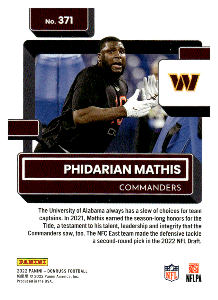 2022 Donruss #371 Phidarian Mathis COMMANDERS RR | eBay