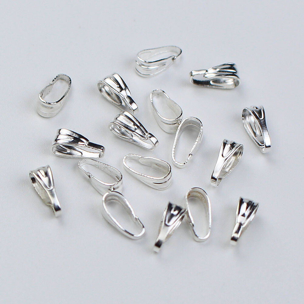 100pcs 7x3mm Snap-on Pendant Clasps Connectors Bails Clips for Necklace ...