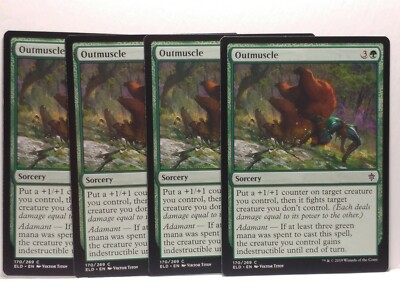 Outmuscle X4 4X Playset 170/269 Fresh Green Throne of Eldraine MTG New ...