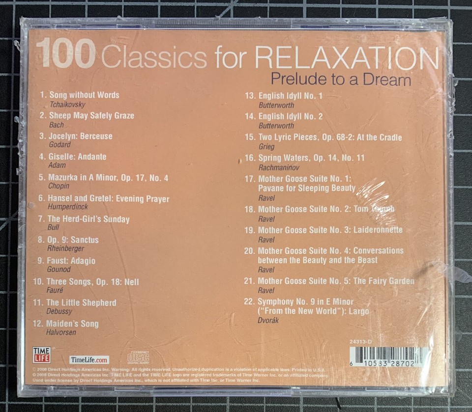 Time Life 100 Classics For Relaxation CD Prelude To A Dream 2008 New & Sealed | eBay