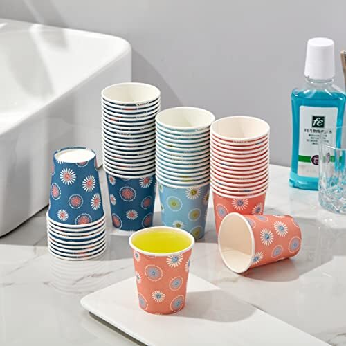 300 Pack 5 oz Paper Cups, Disposable Bathroom Cups, 5 OZ Daisy - 300 ...