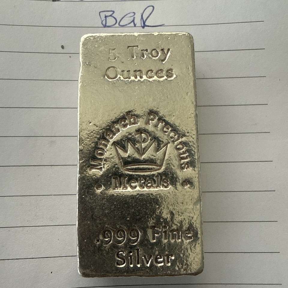 MONARCH PRECIOUS METALS 5oz SILVER 999 FINE BAR | eBay