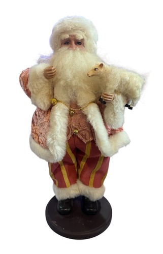 Vintage Santa Pink Velvet Coat Holding Flocked Sheep Lamb 16” | eBay