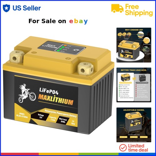 Lithium Motorcycle Battery 12V 2.5Ah 150CA Smart BMS Compact Powerful ...