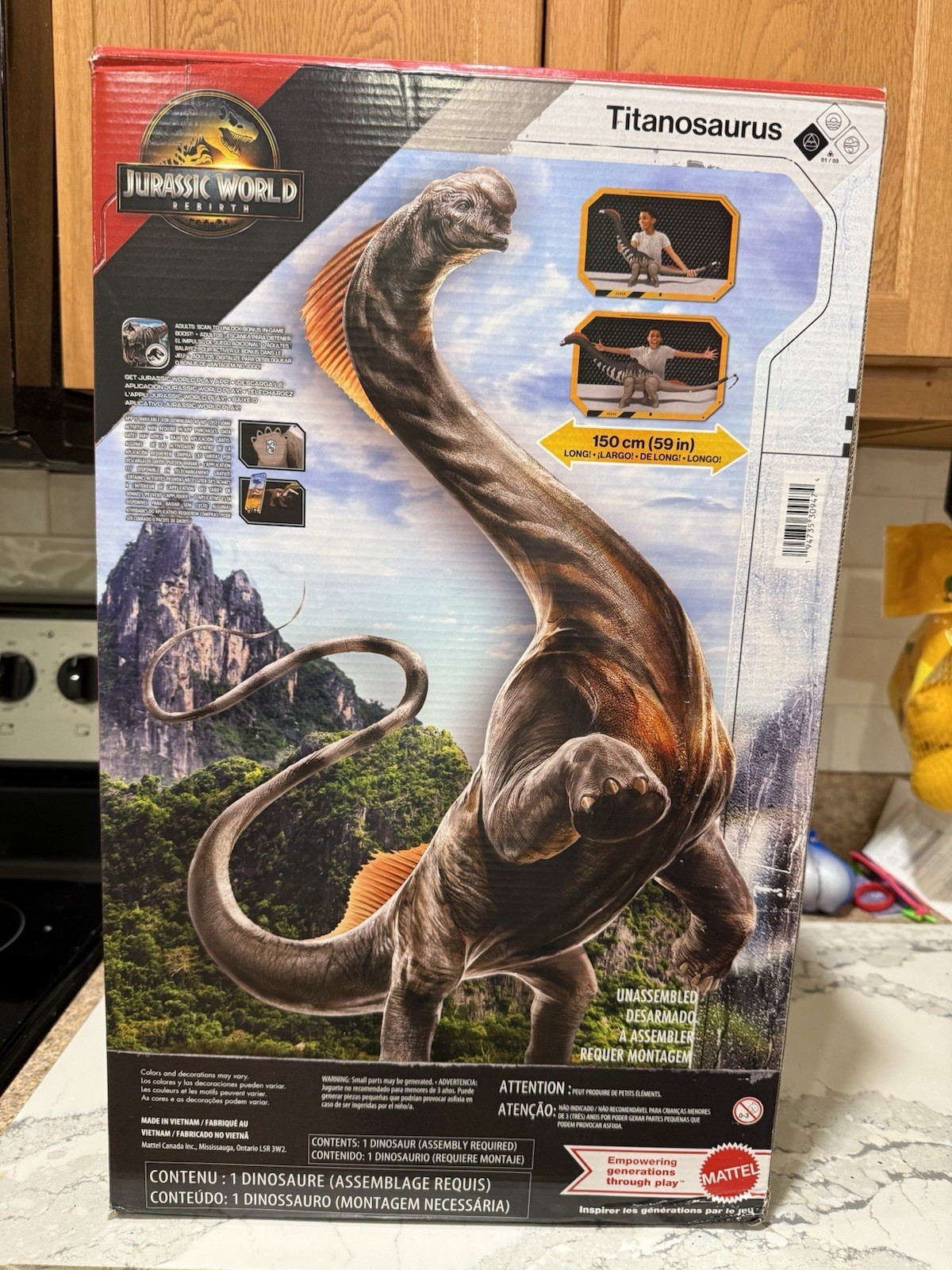 Mattel Jurassic World Rebirth 59" Giant Titanosaurus, For Ages 4+