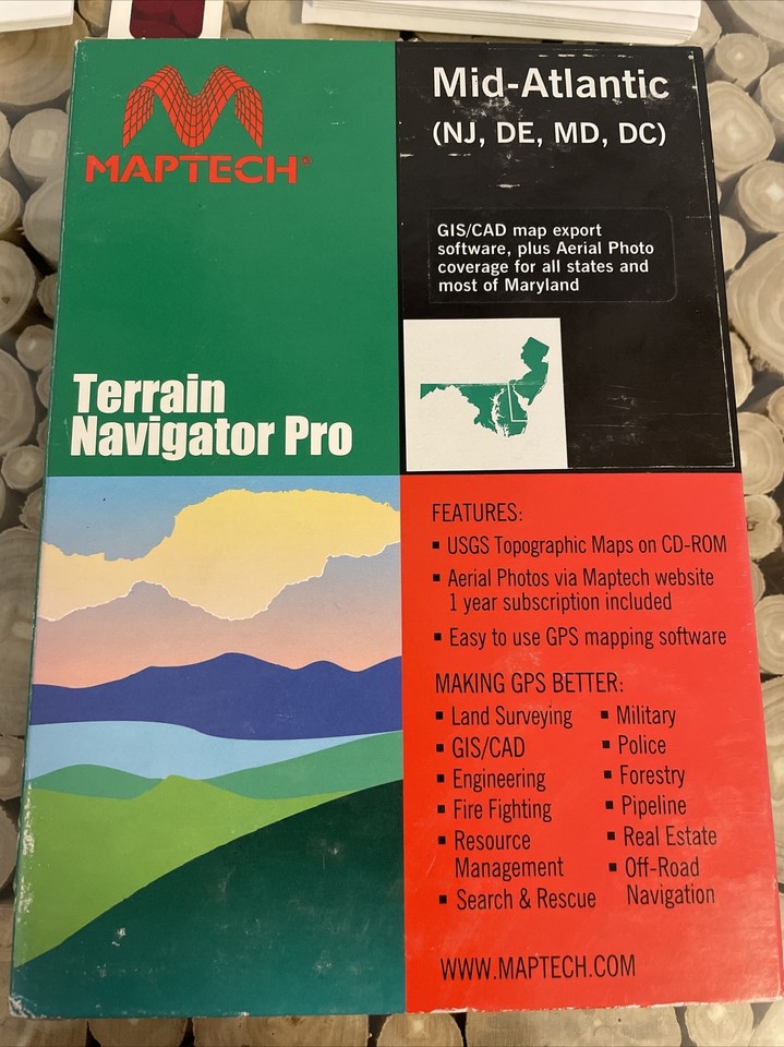 Maptech Mid Atlantic Map Software PC CD-ROM Terrain Navigator Pro NJ DE ...