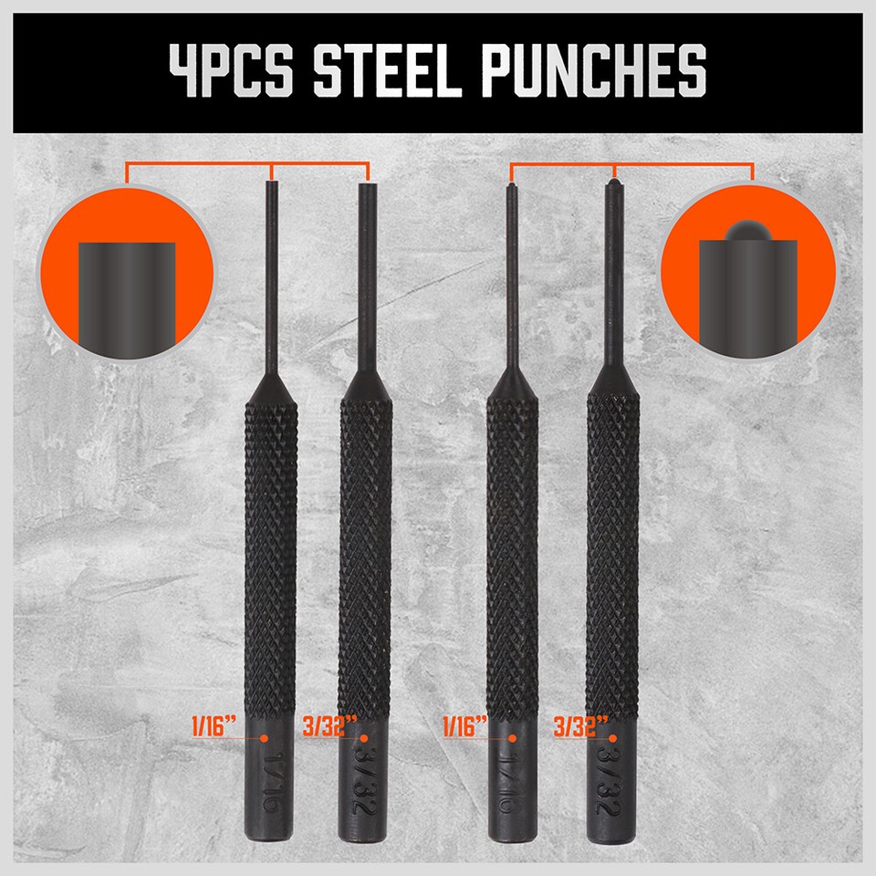 22pcs Pin Punch Set Brass Steel Nylon Punch Hammer Gunsmith Drift Pin ...