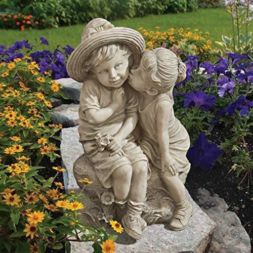 Boys and Girls Sitting Statue Resin Child Statue New Kiss Decoration ...