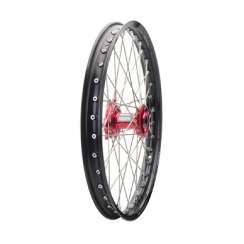 Tusk Impact Complete Wheel - Front 21 x 1.60 Black Rim/Silver Spoke/Red ...