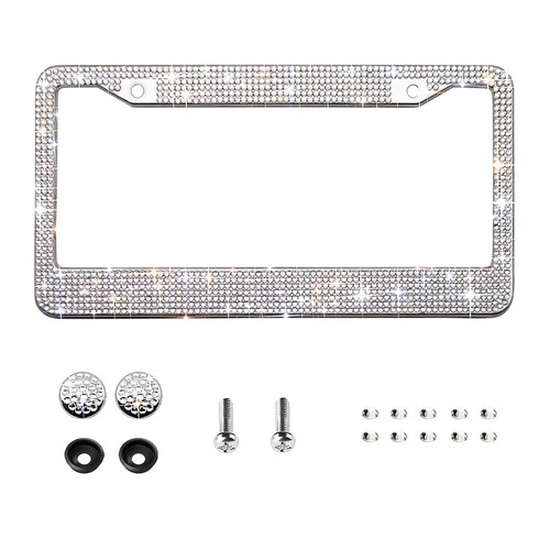 Bling License Plate Frame Glitter Crystal Sparkling Rhinestone Diamond ...