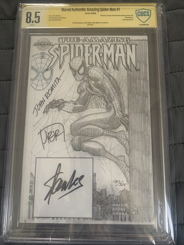 STAN LEE SIGNED MARVEL AUTHENTIX AMAZING SPIDER-MAN 1 CGC SS 8.5 ...