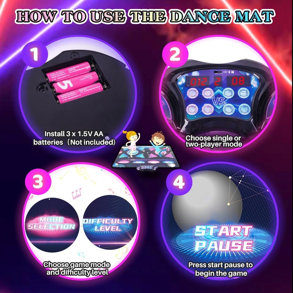 Dance Mat for Girls, Kids Dance Mats Toys Gifts for Kids with 12 Games ...