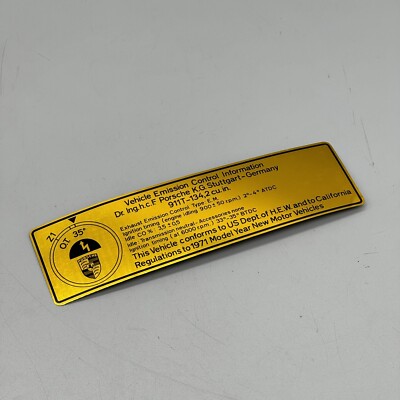 NOS 1971 Porsche 911T Ignition Timing Decal 911 T Motor ENGINE | eBay