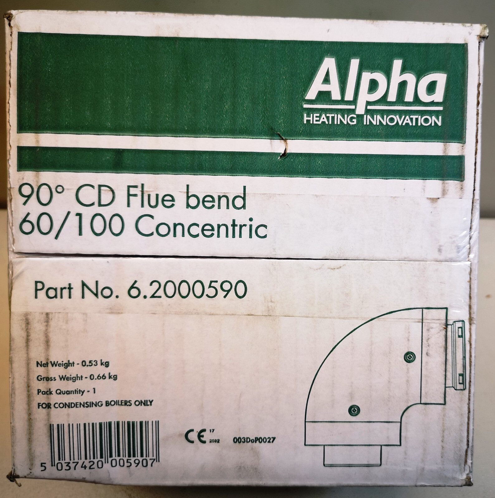 Alpha 60/100 90 Degree CD Concentric Flue Bend Condensing Boilers Only ...