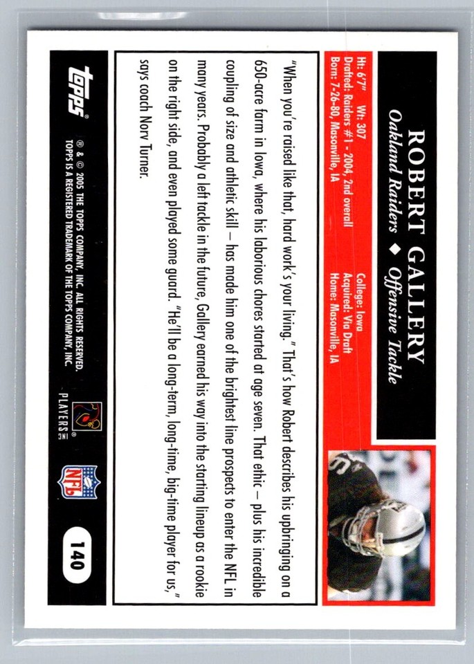 2005 Topps #140 Robert Gallery Black | eBay