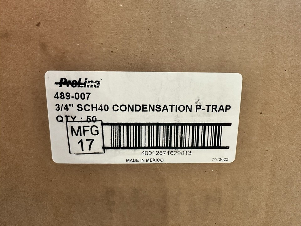 ProLine 489-007 3/4" PVC Schedule 40 P-Trap Case Of 50 Next Day ...