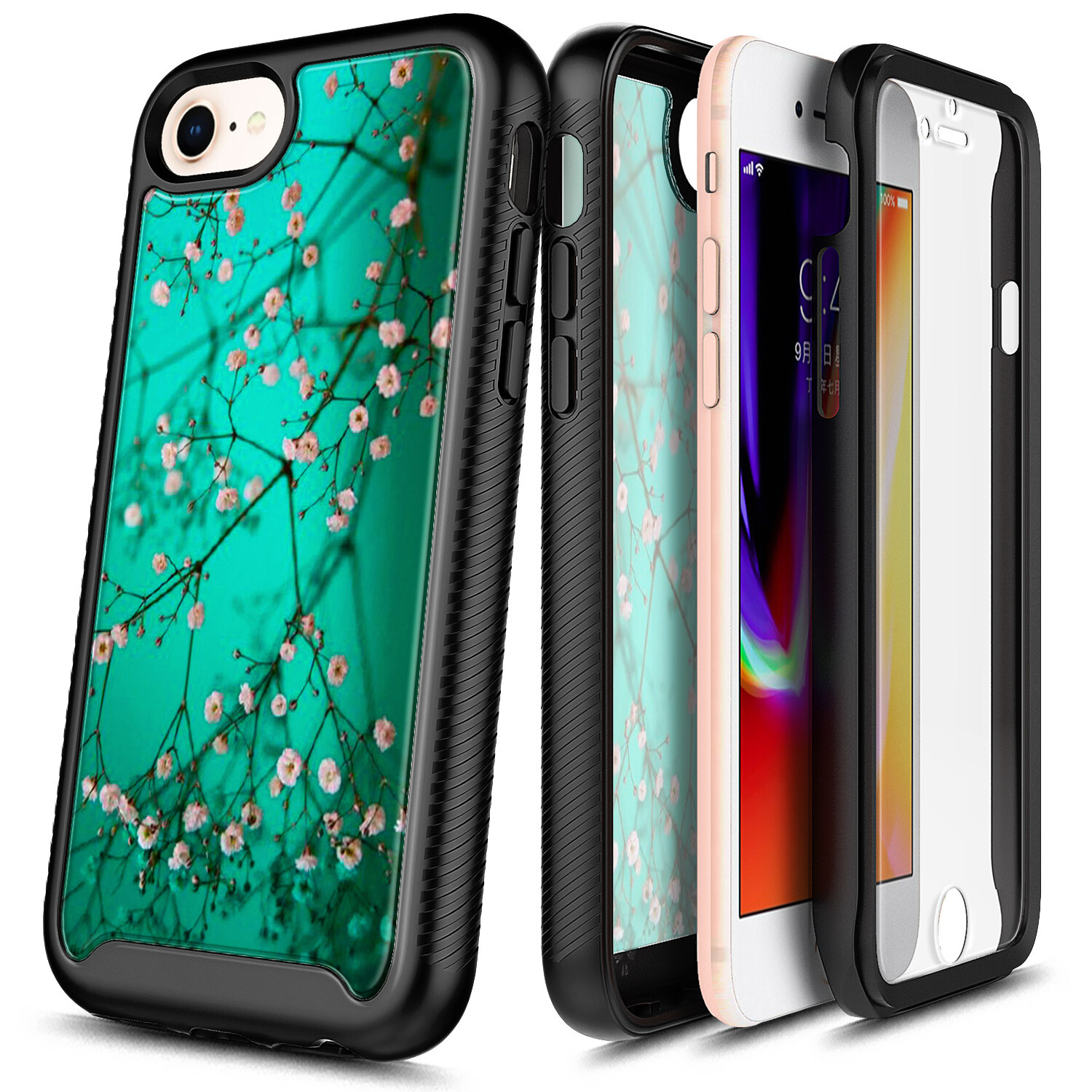 For iPhone 6 6s 7 8 Plus, 360° Full Body Defender Case Built-In Screen ...