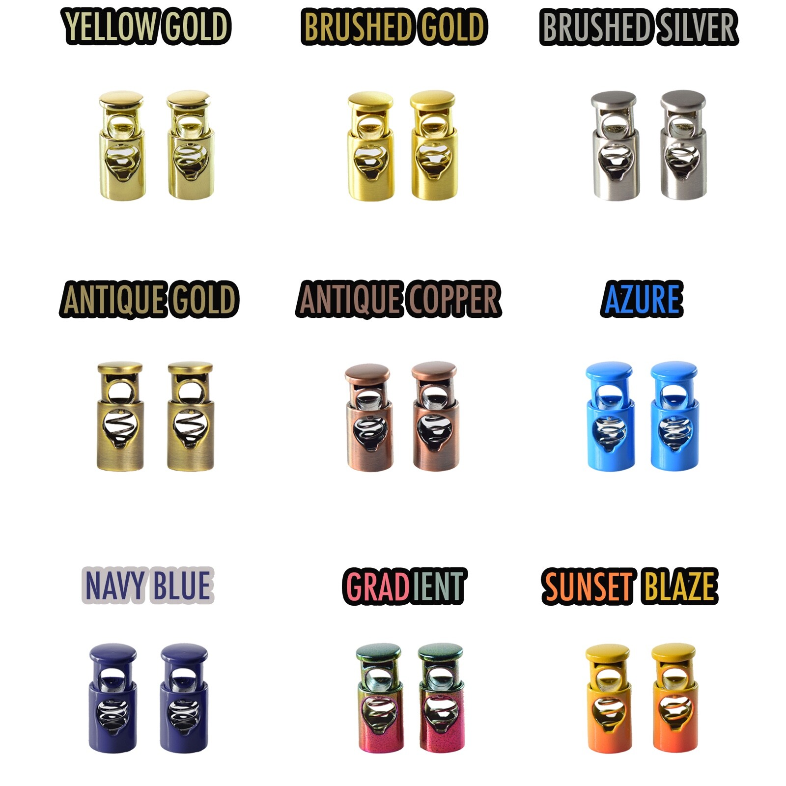 METAL LACE LOCKS CORD STOPPERS STOPPER LOCK LACE STRINGS FOR SHOELACE ...