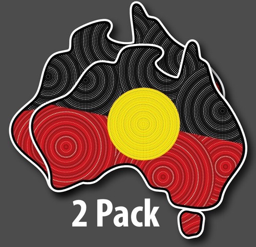 2 Pack Aboriginal Beautiful Dot Design Flag Map 110x100mm Sticker +FREE ...