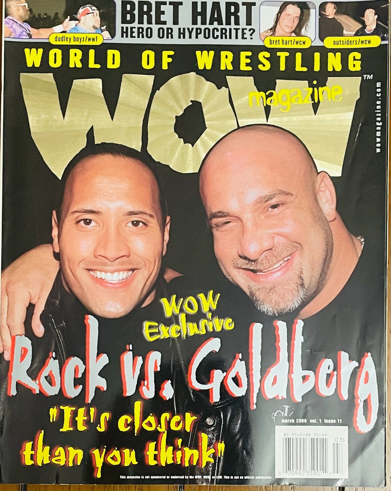 VINTAGE WWF WWE WCW WRESTLING MAGAZINE WOW MARCH 2000 V1N11 ROCK VS ...