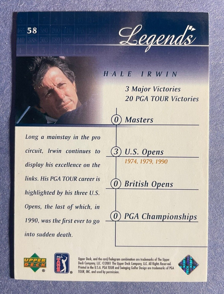 SIGNED HALE IRWIN 2001 UPPER DECK AUTOGRAPHED GOLF CARD - PGA | eBay