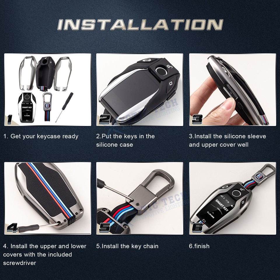Hard Zinc Alloy Full Protect LED Smart Key Holder Shell For BMW X4 X5 M ...