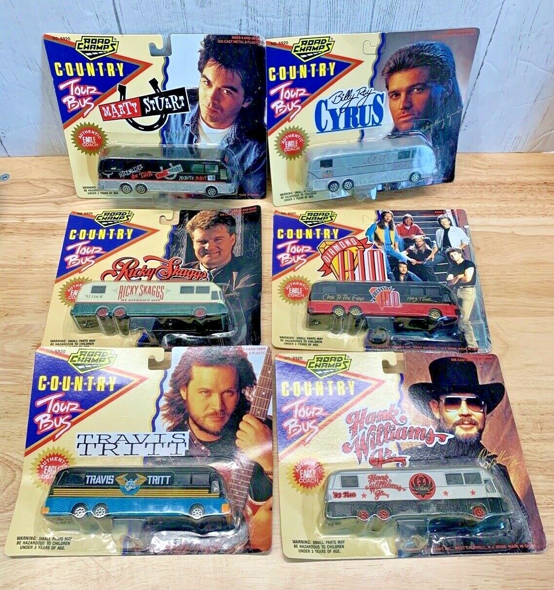 VTG 1993 Road Champs Country Tour Buses Complete Set of 6 NOS | eBay