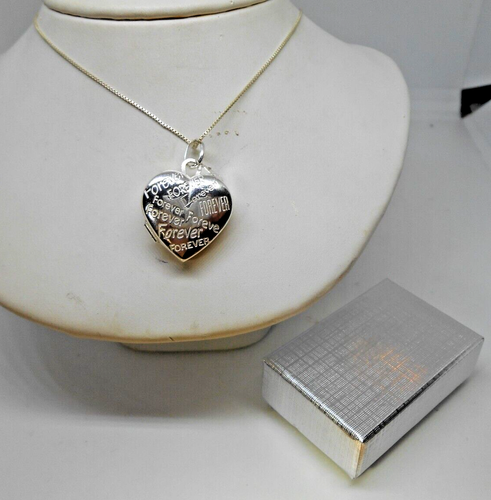 Vintage Designer Sterling Silver Forever Love Logo Heart Locket ...