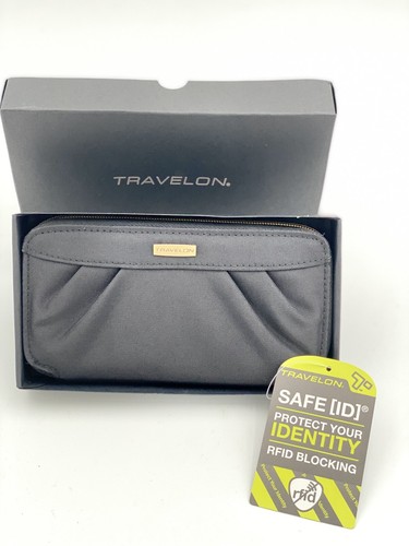 1 Travelon RFID Blocking Double Zip Wallet Nylon Holder Card Case ...