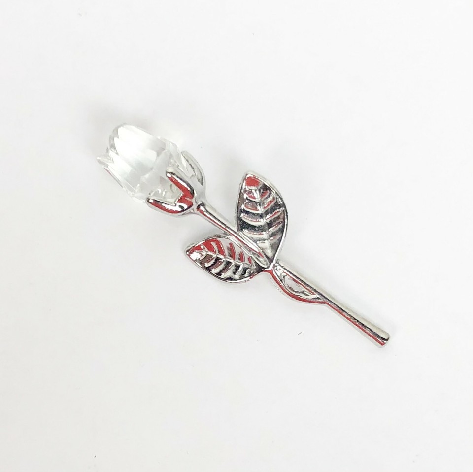 Fashioncraft Choice Clear Crystal and Silver Long Stem Rose With Gift ...