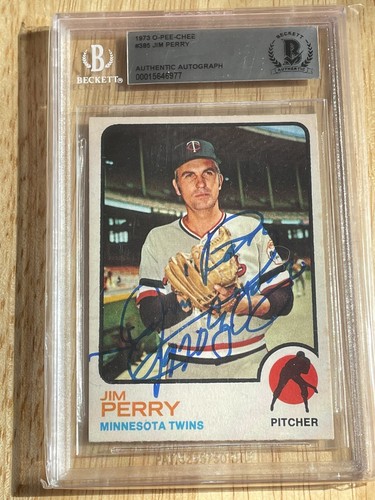 Jim Perry Auto BECKETT AUTHENTICATED 1973 O-Pee-Chee Minnesota Twins ...
