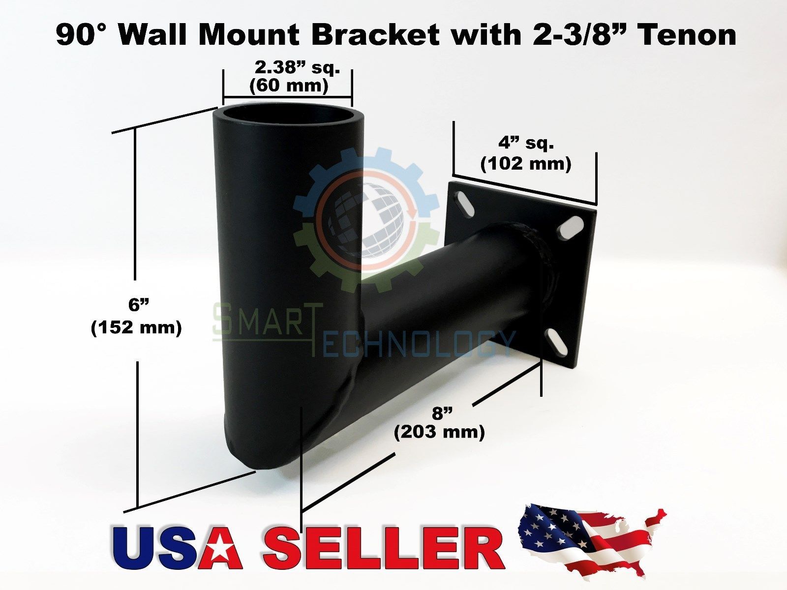 Tenon Square Pole-Wall Mount 2-3/8" O-D- attaches Shoebox, Parking ...