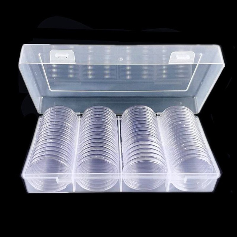 Plastic 40mm Coin Holder Capsule Storage Case Display Box Adjustable ...