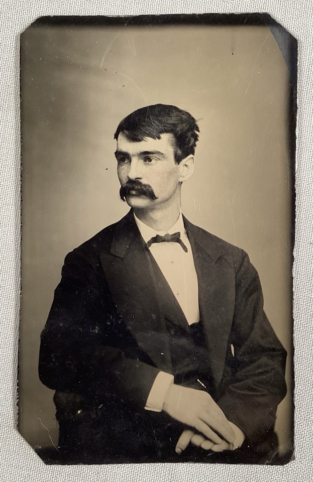 Antique American Tintype Photograph Photo Handsome Young Man Mustache ...